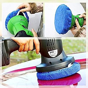 Glarks 5Pcs 9-10 Inch Car Polisher Pad Bonnet Soft Microfiber Polishing Bonnet Buffing Pad Cover for 9" and 10" Car Polisher