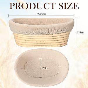 Set of 4 Bread Proofing Basket 8 Inches Oval Shaped Sourdough Bread Proofing Bowl with Liner Rising Rattan Banneton Bowl for Dough Baking