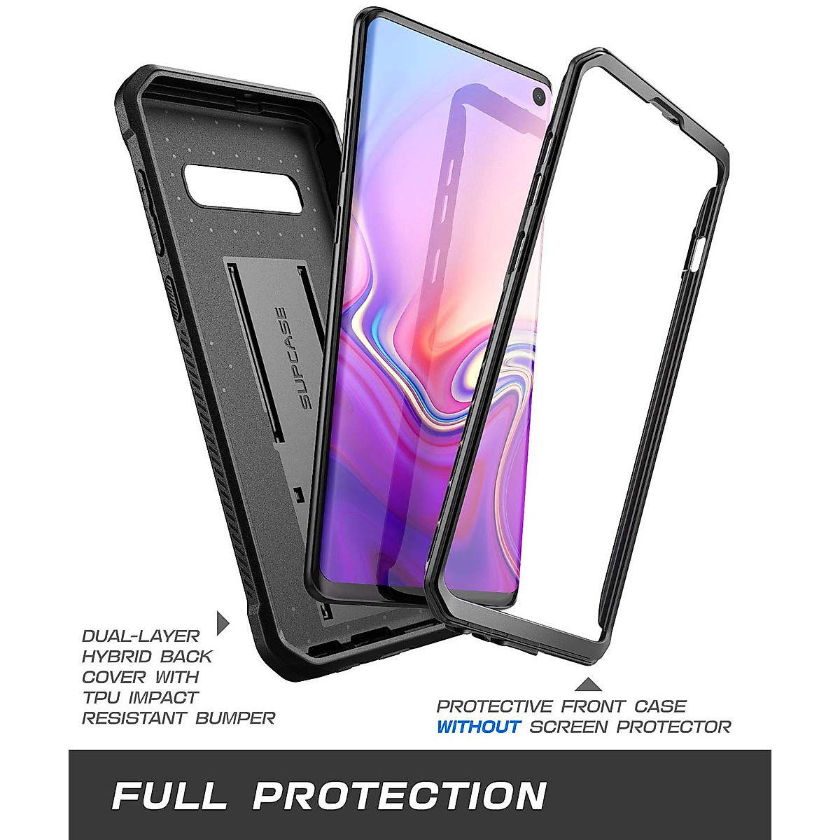 SUPCASE for Samsung Galaxy S10 Case with Satnd (Unicorn Beetle Pro), [Built-in Belt Clip] Heavy Duty Shockproof Rugged Protective Phone Case Without Built-in Screen Protector for Galaxy S10, Black