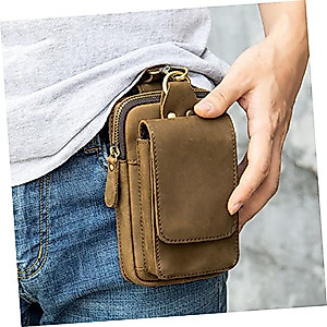 CUBTOL 2pcs Fanny Pack Pocket Holster Multitool Holster Loincloth for Men Duty Belt Accessories Tool Pouch Belt Pouch Wear a Belt Men's Toolbox Pu Light Brown Waist Pack for Men