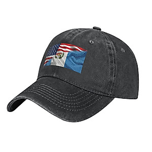Half American Half Guatemala Flag Adult Cowboy Hat Unisex Trucker Dad Hat Adjustable Casual Sports Sun Hat for Mens Womens Black, One Size