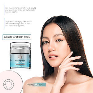 5% Niacinamide Vitamin B3 Cream Serum - Anti-Aging For Face & Neck. 1.7oz. Use Morning & Night. Firms & Renews Skin. Tightens Pores, Reduces Wrinkles, Fades Dark Spots & Boosts Collagen. Made in USA