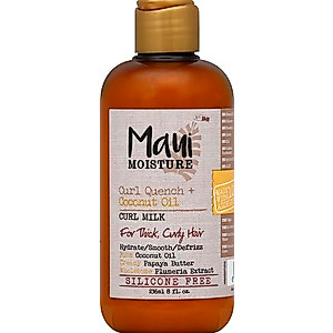 Maui Moisture Curl Quench + Coconut Oil Anti-Frizz Curl-Defining Hair Milk to Hydrate and Detangle Tight Curly Hair, Softening Leave-In Treatment, Vegan, Silicone & Paraben-Free, 8 fl oz