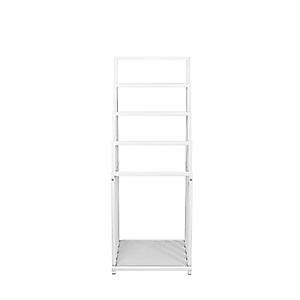BOFENG 5 Tiers White Metal Towel Rack Freestanding Towel Holder Drying Shelf Stand Towel Bar Storage Ladder with Shelf Bathroom Accessories Organizer Bath Storage,Hand Towels,Washcloths,Kitchen Cloth