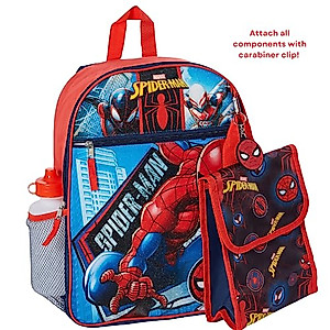 Fast Forward Marvel Spiderman Backpack Set for Kids, 16 inch with Lunch Bag and Water Bottle