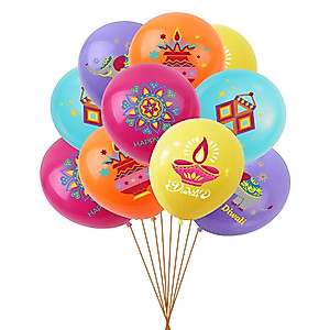 50 PCS Happy Diwali Party Decorations,12 Inch Happy Diwali Balloons,Diwali Hanging Decorations,Diwali Latex Balloons for Indian Deepavali Themed Party Decoration
