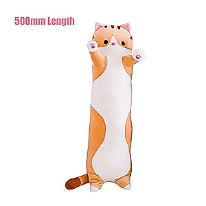 Irishom Plush Pillow, Cat Long Throw Sleeping Pillow Cute Cartoon Cat Shaped Plush Toy Sleeping Long Throw Pillow Home Office Study