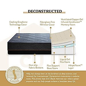 EGOHOME 14 Inch King Memory Foam Mattress for Back Pain, Cooling Gel Mattress Bed in a Box, Made in USA, CertiPUR-US Certified, Therapeutic Medium Mattress, 76”x80”x14”, Black