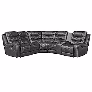 Lexicon Noura Modular Reclining Sectional Sofa, Dual-End Recliner (Power), Gray