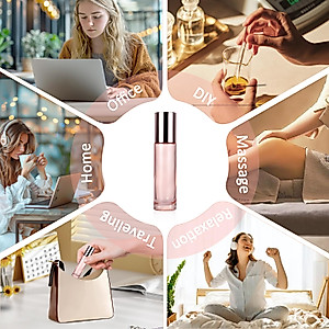 Kesell 14-Pack 10ml Glass Roller Bottles for Essential Oils - Travel- Refillable Perfume Bottles with Stainless Steel Roller Balls, Caps - Funnel for Aromatherapy, Perfumes