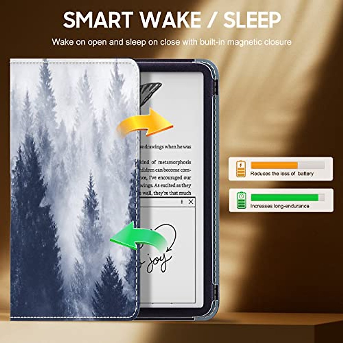 MoKo Case for 10.2“ Amazon Kindle Scribe 2022 Release-1st Generation, Slim PU Shell Leather Cover Case with Auto-Wake/Sleep for Kindle Scribe e-Reader 2022, Gray Forest