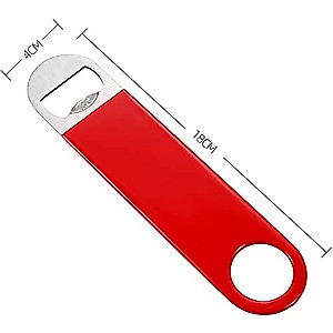 JCD 3 Pack Heavy Duty Stainless Steel Flat Bottle Opener, Solid and Durable Beer Openers, Red, Black, Green, 7 inches