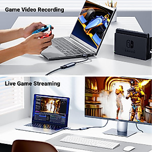 UGREEN Video Capture Card 4K HDMI to USB-A/USB-C HDMI Capture Card Full HD 1080P USB 2.0 Capture Video and Audio Recording for Gaming, Streaming, Teaching, Video Conference