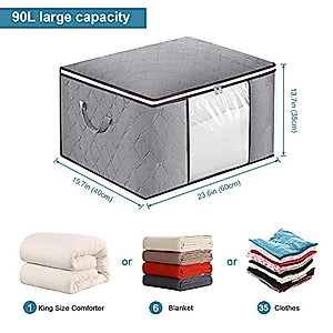 ccbye 6pcs Premium 90L Large Storage Bags, Clothes Storage Bins, Foldable Closet Organizer Storage Containers With Durable Handles, Thick Fabric For Clothing, Blanket, Comforters, Bed Sheets