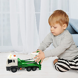 ArtCreativity Sanitation Trucks Set, Pack of 2, Light Up Garbage Trucks for Boys and Girls with Movable Parts, Sound, and LEDs, Push and Go Toy Sanitation Truck Set, Car Toys for Kids Ages 3 and Up