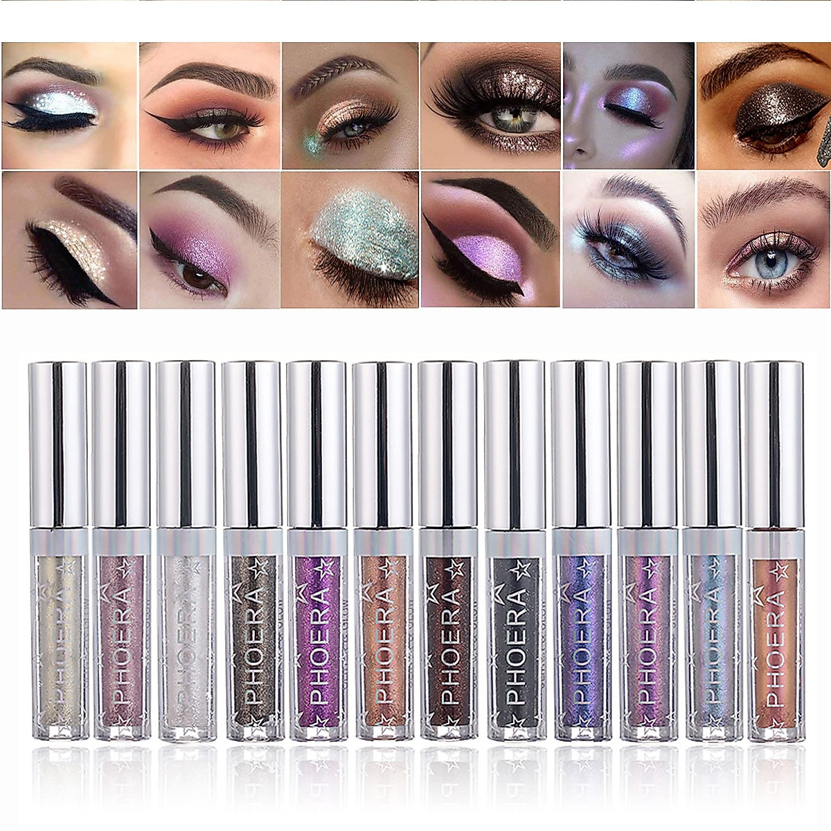 Corleone Glitter Eyeshadow Liquid,Shiny Liquid Eyeshadow Liquid Eyeliner Long Lasting Quick-Drying Opaque Gel-Based Formula Multi-Dimensional Eye Looks Eye Shadow Set, Gift for Girls and Women (A3)