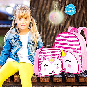 ZLYERT 3PCS Toddler Backpack for Boys, 12" Dinosaur Preschool Bookbag with Lunch Box, Cute Animal Kids Kindergarten Schoolbag - Green