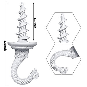 Ripeng Swag Ceiling Hooks Wall Hook Heavy Duty Swag Hook Indoor Outdoor for Hanging Plants Chandelier (White,2 Pieces)
