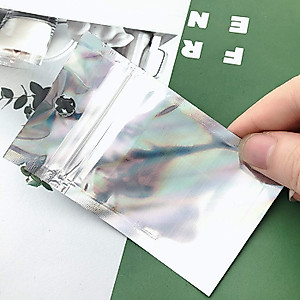 Markeny 200 Pack Rainbow Mylar Zip Lock Bags Aluminum Foil Bags Durable Double-Sided Metallic Foil Mylar Flat Mini Ziplock Bag