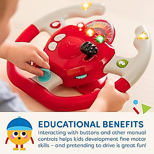 Battat – Interactive Steering Wheel – Portable Car Toy – Kids Games & Songs – Toddler Road Trip – 2 Years + – Geared To Steer