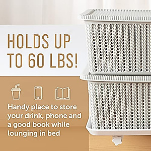 Maplefield Universal Bed Shelf - Clip-On Nightstand - Bedside Caddy for Bed - Great for Bunk Beds, Dorms, Small Spaces, and More - Holds Up to 60 LBS - 12” x 16 [White]