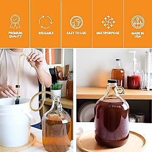 FastRack 128oz Growler, 1 Gallon Glass Beer Growler, 4 Pack with Polyseal Caps, Clear Growlers for Beer