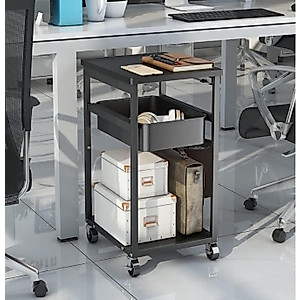 LOSTIS Storage Trolley Rolling Cart Utility Cart Metal Kitchen Storage Cart with Lockable Wheels and Trash Basket Rolling Cart Snack Storage Trolley Bedroom Kitchen Storage Cart Rolling Storage Cart