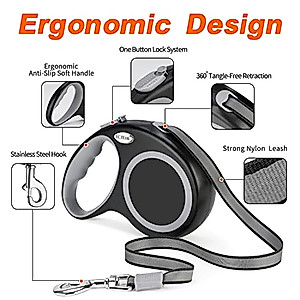 EC.TEAK Retractable Dog Leash, 26 FT Dog Walking Leash for Medium Large Dogs up to 110lbs, One Button Break & Lock, Heavy Duty No Tangle
