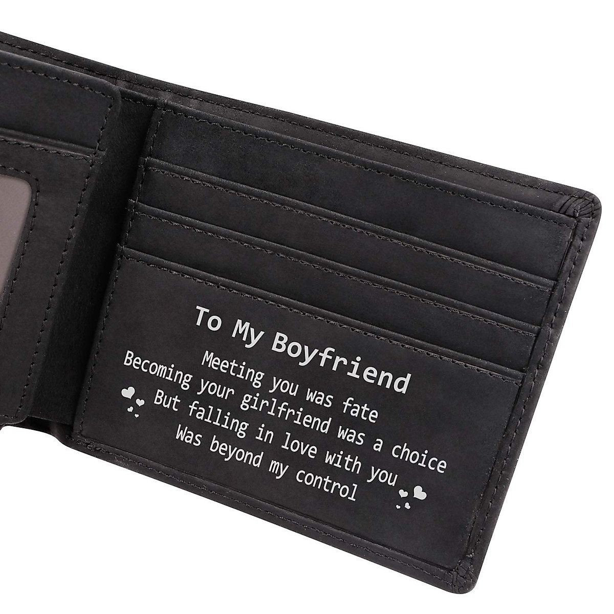 Kenon Personalized Leather Wallet For Boyfriend, Engraved RFID Blocking Bifold Stylish Brown Black Wallet For Boyfriend Valentine's Day Birthday Christmas Gifts