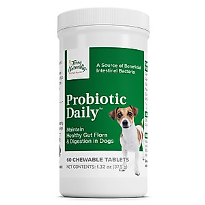 Terry Naturally Animal Health Probiotic Daily - 60 Chewable Tablets - Probiotics for Dogs, Beneficial Intestinal Bacteria to Maintain Healthy Gut Flora & Digestion - Canine Only - 60 Servings