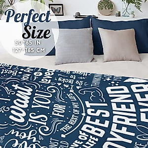 InnoBeta Boyfriend Blanket, Boyfriend Gifts, Best Boyfriend Ever, Love Sayings Flannel Blanket for Boyfriend, Soft Throw Blanket for Him, Gay Couple, BF, Man, Lovers - Blue 50 x 65 Inches