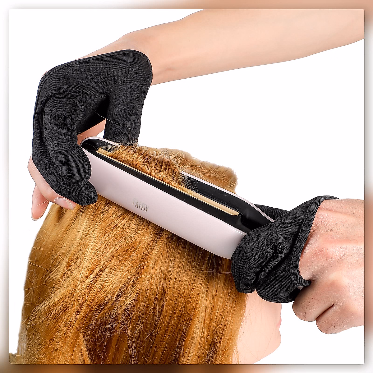 LOYIM 2 Pcs Heat Resistant Gloves for Hair Styling Curling Wand Glove 3 Finger Reusable Heat Gloves Dye Heat Protector Glove Mittens Protection Gloves for Barber Straightening