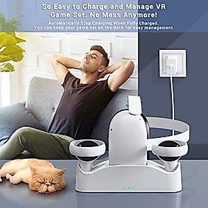 SUNOVO Charging Dock for Oculus Quest 2 Charging Dock, Charging Station for Oculus Quest 2 Accessories Charging Dock, Fast Charging for VR Headset & Controllers, 2 Rechargeable Batteries, USB-C Cable
