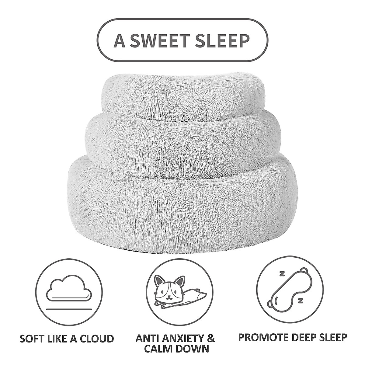 METCHIC Calming Dog Beds Large Dogs, Anxiety Dog Beds Medium Dogs, Dog Cuddler Beds Small Dogs, 36''