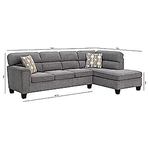 118" Wide Large Modern Upholstered L-Shaped Sectional Sofa with 2 Cushions, Modern Tufted Micro Cloth Couch with Soft Memory Foam Seats, 5 Seater Modular Sofa - Grey - Oliver & Smith