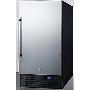 Summit Appliance FF1843BSSADA ADA Compliant 18" Wide Built-in Undercounter All-refrigerator with Stainless Steel Door, Black Cabinet, Digital Thermostat, Automatic Defrost and Front Lock