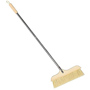 MOLUCKFU Solid Wood Bristle Broom Push Broom Carpet Rake Scrub Mop Kitchen Bristle Broom Long Handle Bristle Broom Bristle Deck Broom Garage Floor Scrubber Kitchen Broom Bristle Hair