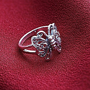 Gem Avenue 925 Sterling Silver Butterfly Ring with a Polished Finish, Perfect for Women who Wear Size 7