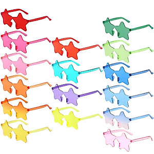 SUNOVELTIES 16 Colors Star Rimless Sunglasses Irregular One Piece Colored Party Glasses Transparent Fun sunglasses for Teen Adult