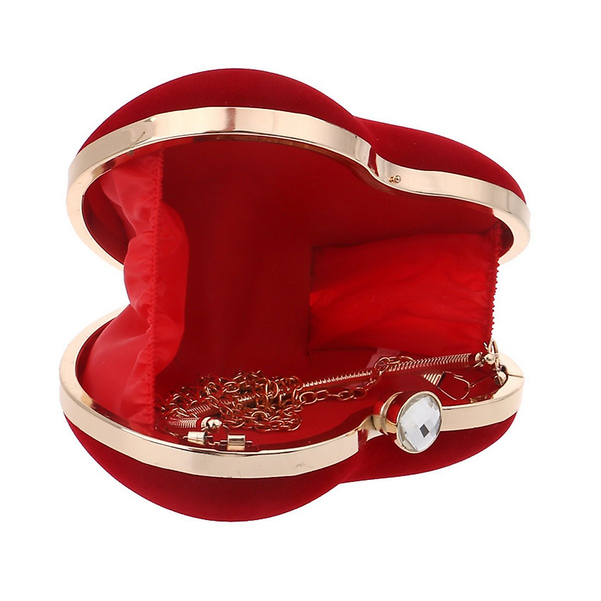 Danse Jupe Women Mini Heart Shape Velvet Evening Clutch Handbag Top-handle Bag Chain Cross-body Bag Purse