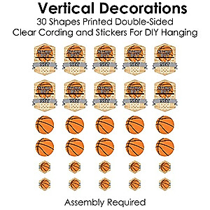 Big Dot of Happiness Nothin’ but Net - Basketball - Baby Shower or Birthday Party DIY Dangler Backdrop - Hanging Vertical Decorations - 30 Pieces