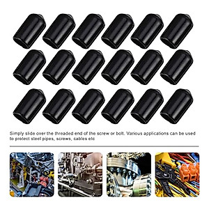 Hohopeti 200pcs Protective Cap Reusable Reuseable PVC End Caps Bolt Protector Cap Steel Pipe Protector Rod Protector Cap Plug Screw Caps Pipe Thread Rubber End Cap Thread Protector Black