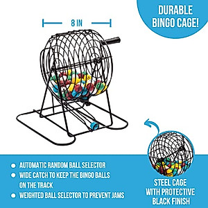 Regal Games - Deluxe Bingo Set - Includes Bingo Cage, Master Board, 18 Mixed Cards, 75 Calling Balls, Colorful Chips - Ideal for Large Groups, Parties