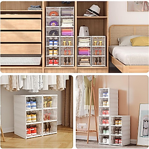 Fancystyle Shoe Box Organizer, 6-Tier, No-Assembly, One-Piece Design, Magnetic Clear Doors, Compact Foldable & Space-Saving, Ideal for Sneaker Display & Everyday Footwear