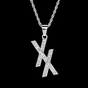 Eczixnczo Hip Hop Iced-Out XX Pendant Necklace for Rapper CZ Fully Bubble Broken Heart Pendant Necklace Chain for Men Women Fashion Jewelry11
