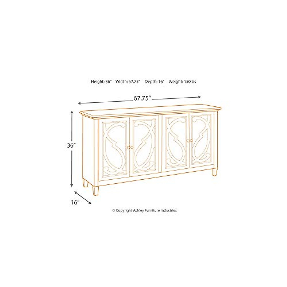 Signature Design by Ashley Mirimyn Vintage Accent Cabinet or TV Stand, Light Gray