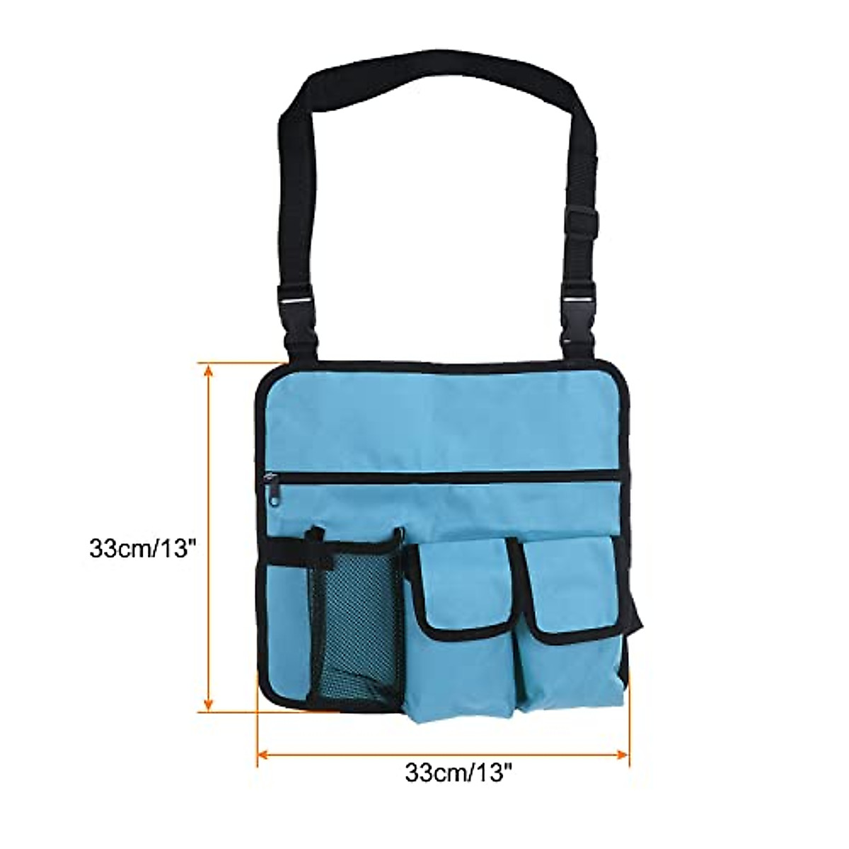 PATIKIL Chair Armrest Organizer, Waterproof Beach Chair Hanging Storage Pouch Snack Magazine Arm Rest Bag with 4 Pockets for Outdoor Camping, Light Blue