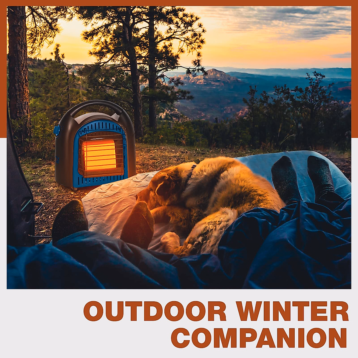 BLUU Propane Heater for Outdoor and Indoor Use 10,000 BTU with Thermostat, Portable Tent Heaters for Camping, Patio, Garage, Tip-Over & Overheat Protection for Safe CSA Compliance (Orange)