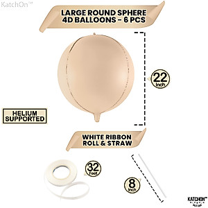 KatchOn, Big 22 Inch Beige Balloons Set - Pack of 6, Cream Balloons | Boho Balloons, Lace Balloons for Neutral Party Decorations, Beige Party Decorations | Ivory Balloons for Bridal Shower Decorations