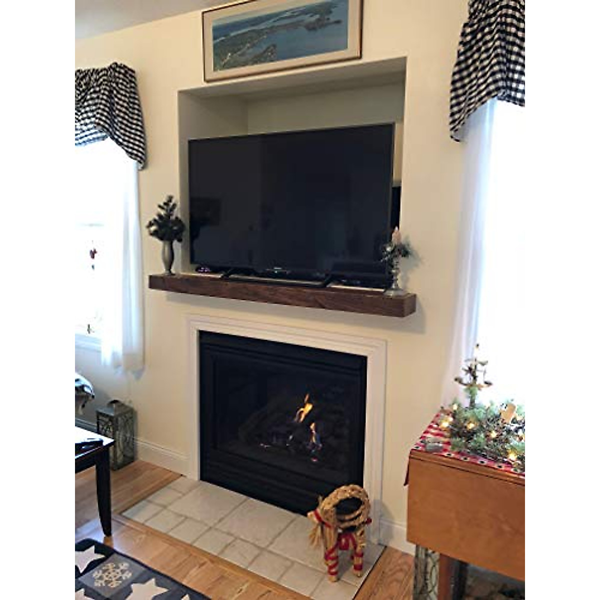 Joel's Antiques & Reclaimed Decor 3" x 7" Rustic, Mountable Floating Mantel Shelf (Weathered Wood, 84")